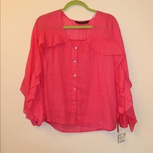 Zara | Tops | Zara Pink Top With Ruffles | Poshmark